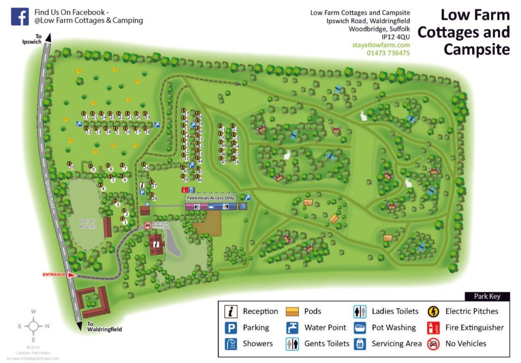 Campsite Map - Low Farm Cottages & Campsite