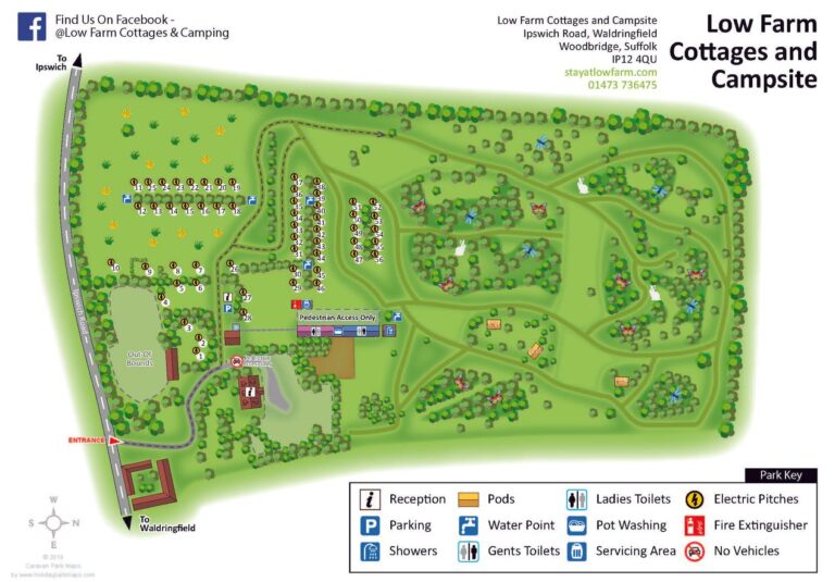 Campsite Map - Low Farm Cottages & Campsite